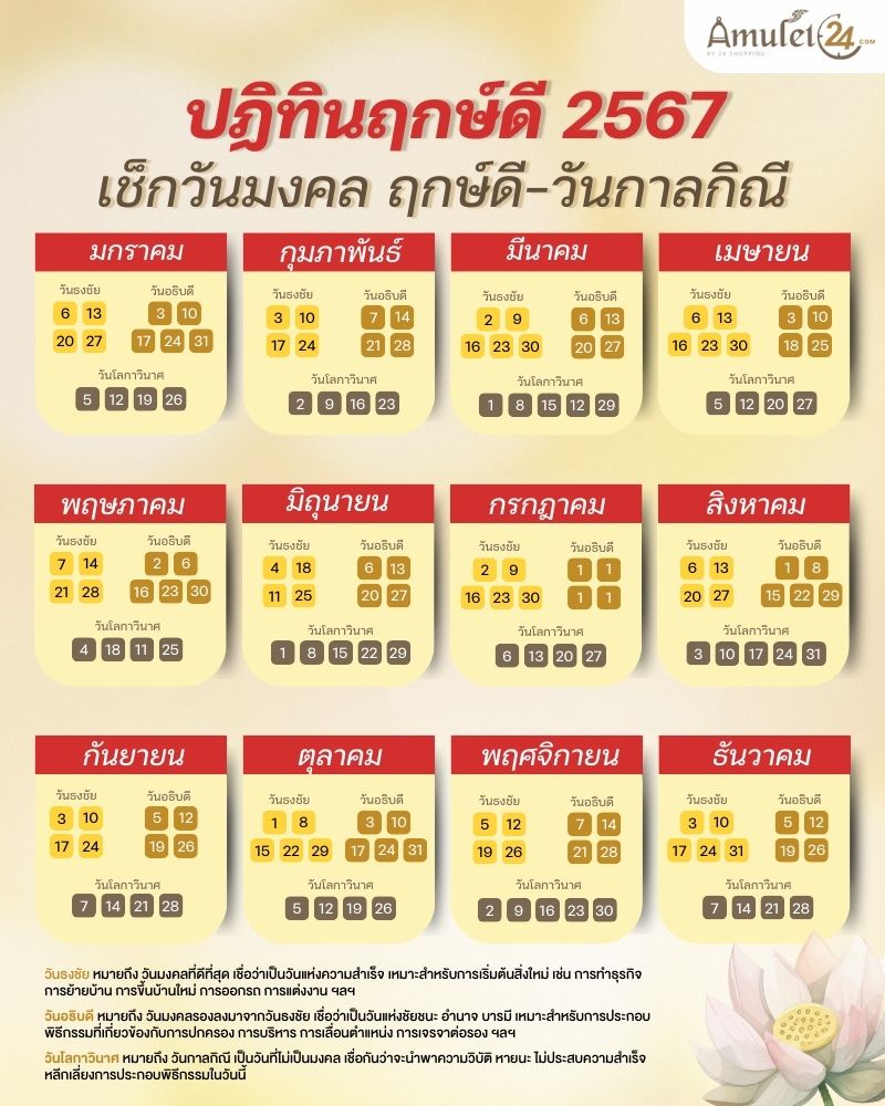 ปฏิทินฤกษ์ดี 2567 เช็กวันมงคล วันธงชัย ฤกษ์ดี-วันกาลกิณี - ALL ONLINE ...
